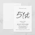 Minimalist Modern Simple Calligraphy 51st Birthday Invitation | Zazzle
