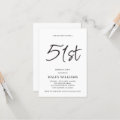 Minimalist Modern Simple Calligraphy 51st Birthday Invitation | Zazzle