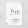 Minimalist Modern Simple Calligraphy 51st Birthday Invitation | Zazzle