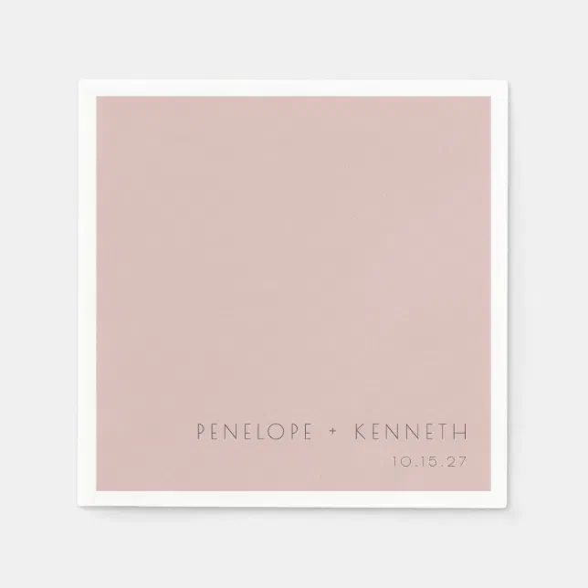 Minimalist Modern Simple Dusty Blush Wedding Names Napkins | Zazzle