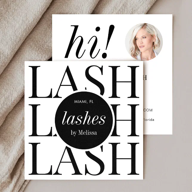 Minimalist Modern Simple Lashes Salon Photo Square Business Card | Zazzle