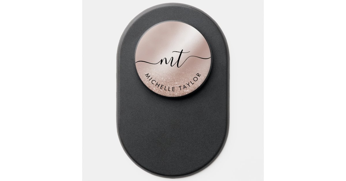 Minimalist Modern Simple Monogram Blush Pink PopSocket | Zazzle