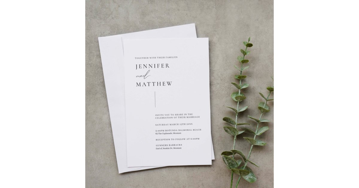 Minimalist & modern simple wedding invitation | Zazzle