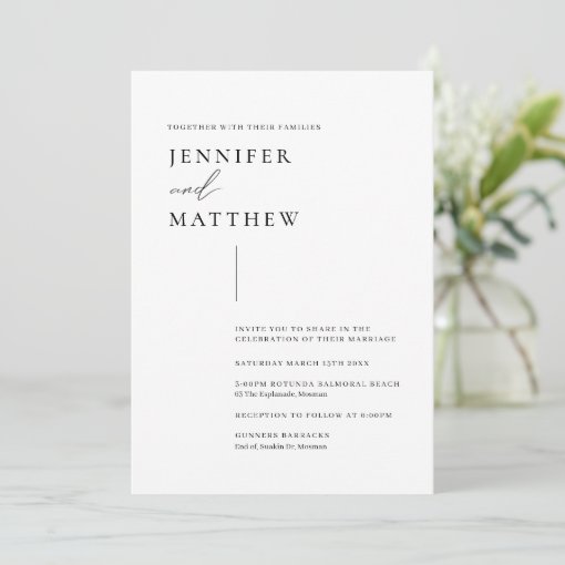 Minimalist & modern simple wedding invitation | Zazzle