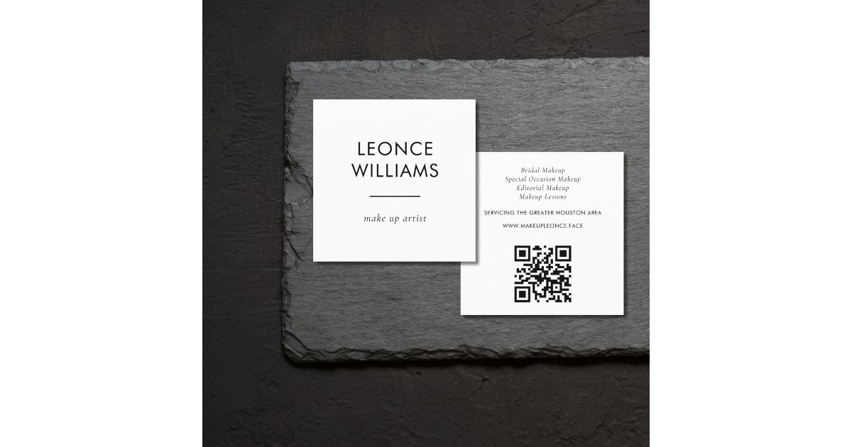Minimalist Modern Simple White Custom QR Code Square Business Card | Zazzle