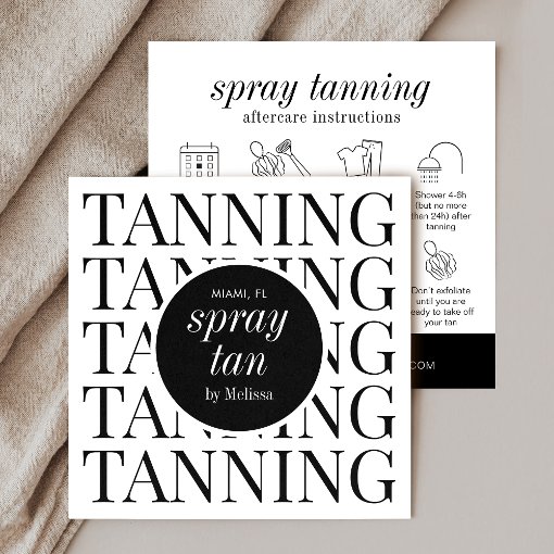 Minimalist Modern Spray Tanning Salon Care Card | Zazzle