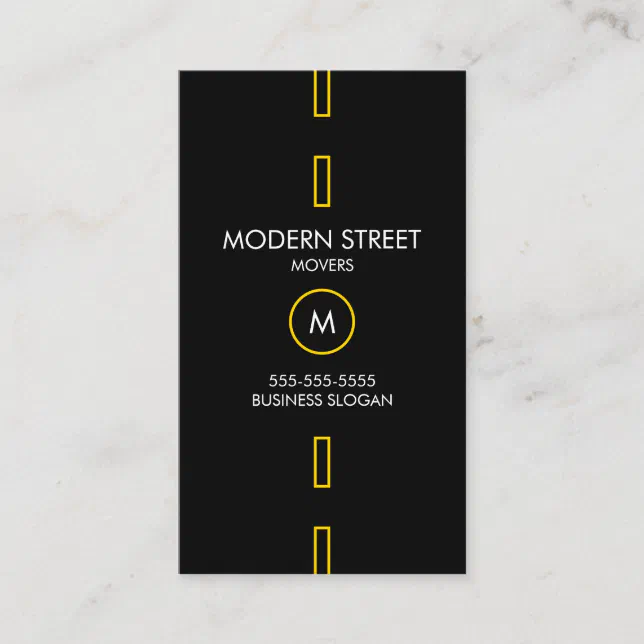 Minimalist Modern Street Lines Yellow+Black Business Card | Zazzle