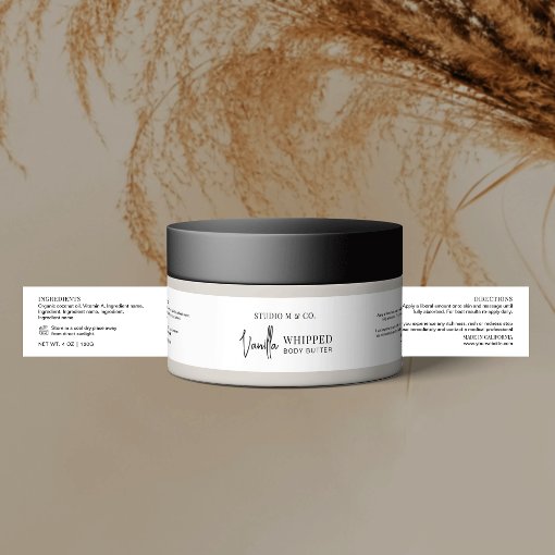 Minimalist Modern Sugar Scrub Lotion 4 OZ 120g Jar Wrap Around Label ...