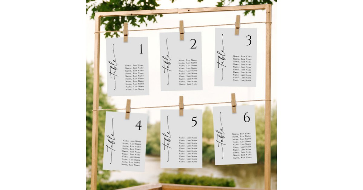 Minimalist Modern Table Number Seating Chart Cards | Zazzle