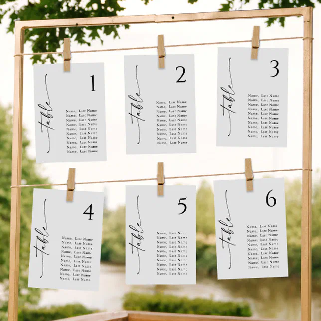 Minimalist Modern Table Number Seating Chart Cards | Zazzle