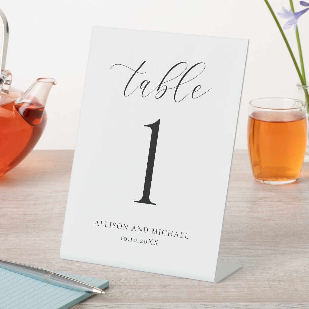 Minimalist modern table numbers pedestal sign | Zazzle