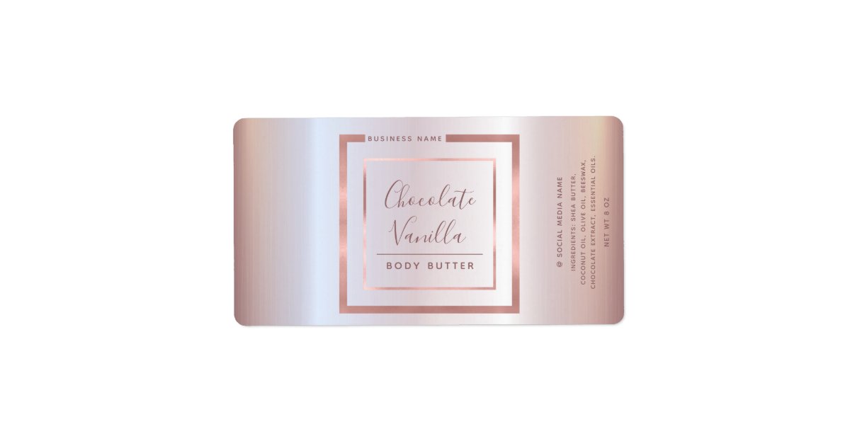 Minimalist modern typography rose gold frame foil label | Zazzle