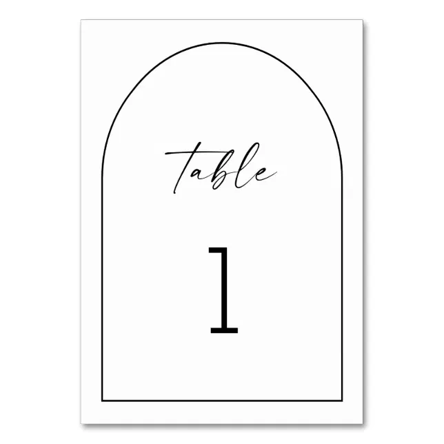 Minimalist Modern Wedding | Black & White Arch Table Number | Zazzle