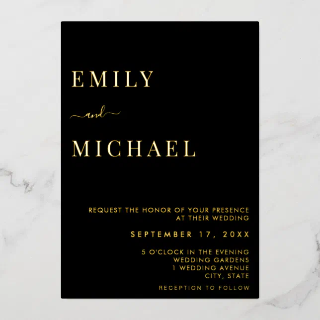 Minimalist Modern Wedding Foil Invitation | Zazzle