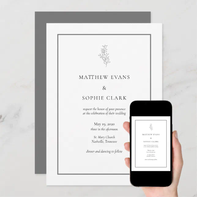 Minimalist Modern Wedding Invitation | Zazzle