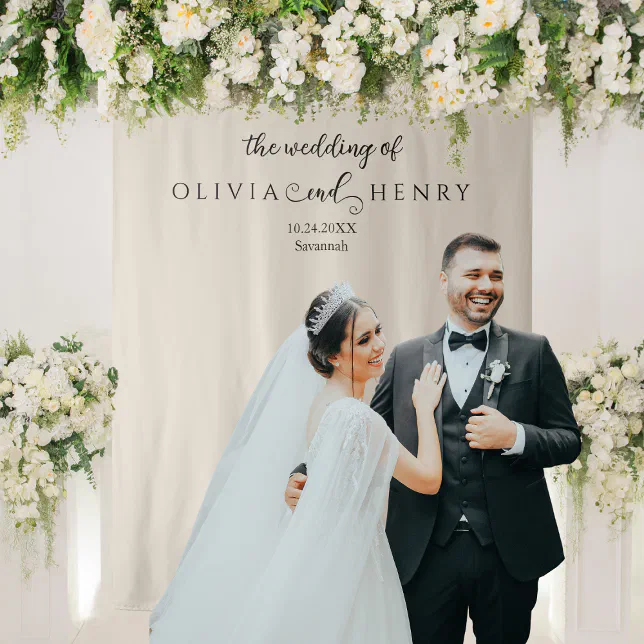 Minimalist Modern Wedding Photo Backdrop | Zazzle