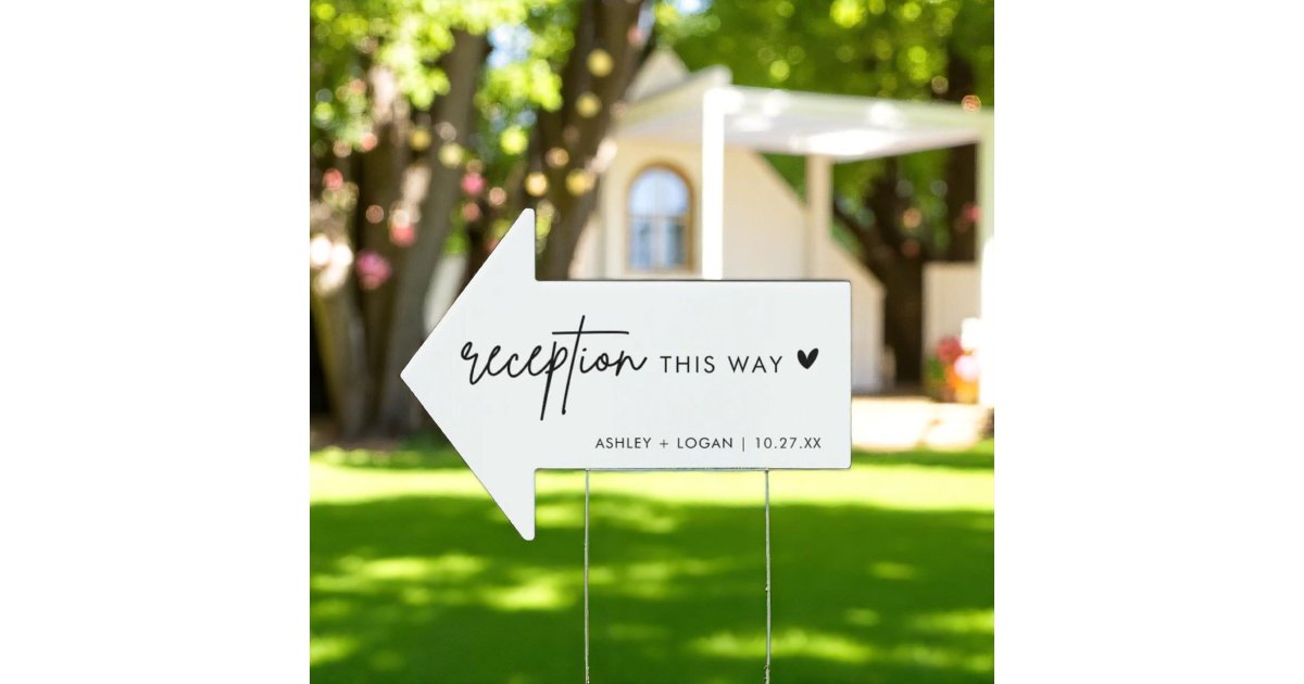 Minimalist Modern Wedding Reception This Way Arrow Sign | Zazzle