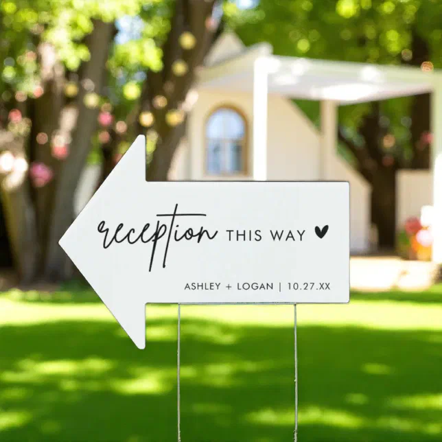 Minimalist Modern Wedding Reception This Way Arrow Sign | Zazzle