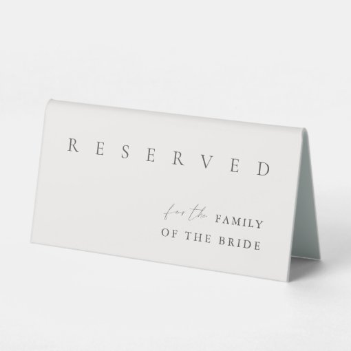 Minimalist Modern Wedding Reserved Table Tent Sign | Zazzle