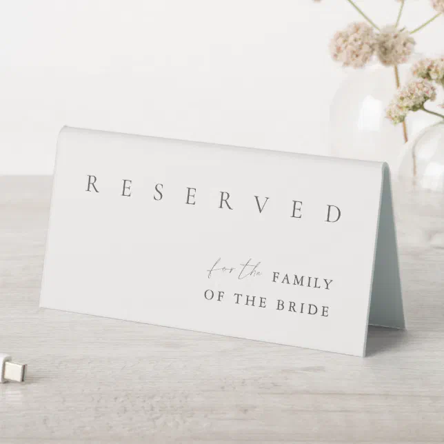 Minimalist Modern Wedding Reserved Table Tent Sign | Zazzle