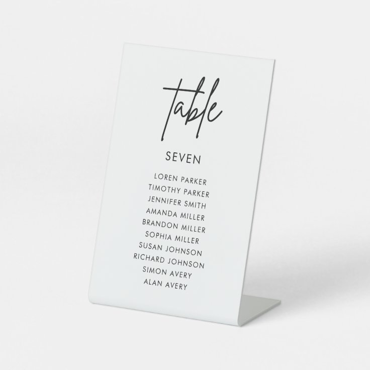 Minimalist Modern Wedding Seating Chart Table Pedestal Sign | Zazzle