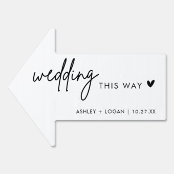 Minimalist Modern Wedding This Way Arrow Sign | Zazzle