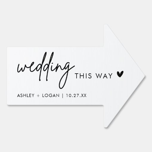 Minimalist Modern Wedding This Way Arrow Sign | Zazzle