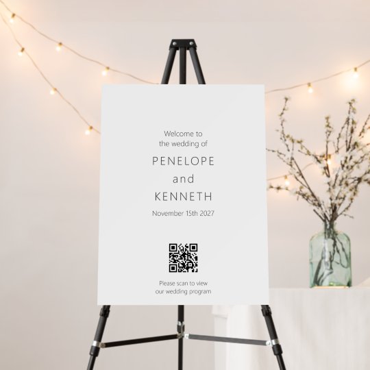 Minimalist Modern Wedding Welcome Program Qr Code Foam Board