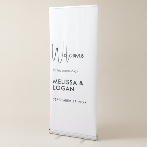 Minimalist Modern Wedding Welcome Retractable Banner | Zazzle