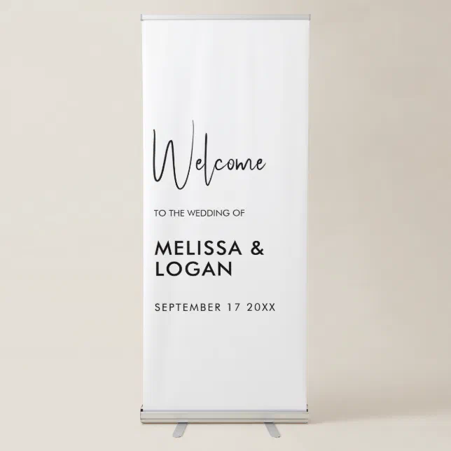 Minimalist Modern Wedding Welcome Retractable Banner | Zazzle