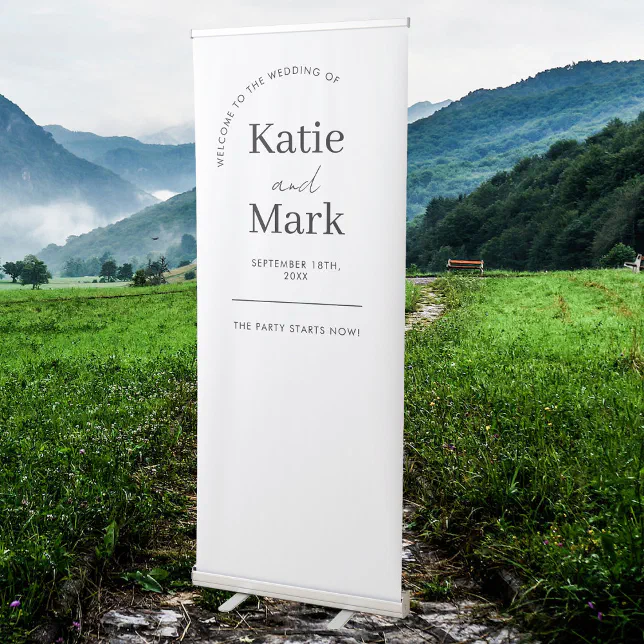 Minimalist Modern Wedding Welcome Retractable Banner | Zazzle