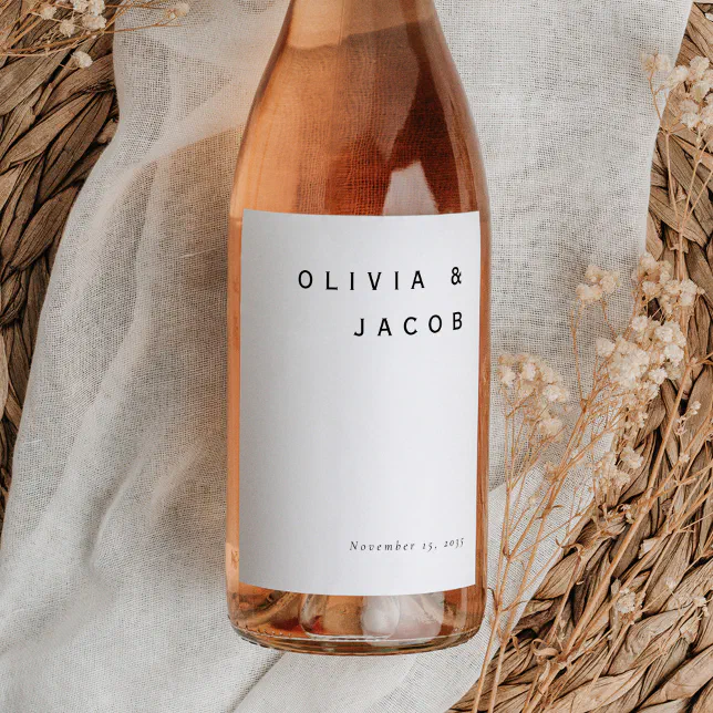 Minimalist Modern Wedding Wine Label | Zazzle