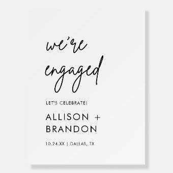 Minimalist Modern We're Engaged Engagement Sign | Zazzle