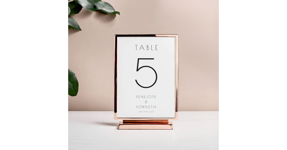 Minimalist Modern White Simple Wedding Custom Table Number | Zazzle