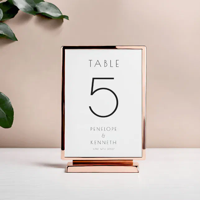Minimalist Modern White Simple Wedding Custom Table Number | Zazzle