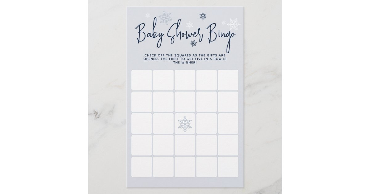 Minimalist modern Winter Baby Shower Bingo Game | Zazzle