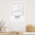 Minimalist Moe Map with Coordinates Poster | Zazzle
