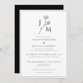 Minimalist Monochrome Elegant Monogram Wedding Invitation | Zazzle