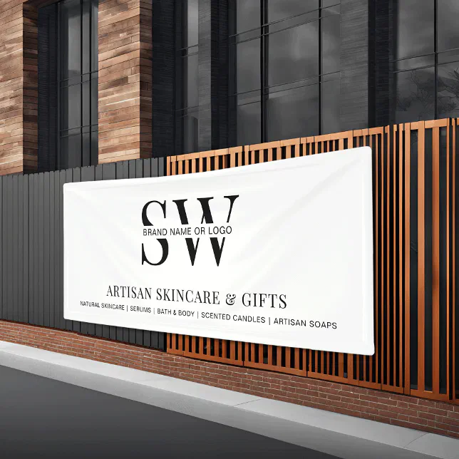 Minimalist Monogram Business Promotional Backdrop Banner | Zazzle