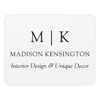 Minimalist Monogram or Add Logo Business Office Door Sign | Zazzle