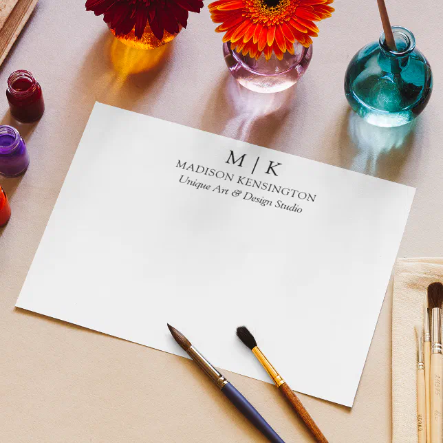 Minimalist Monogram or Add Logo Business Paper Pad | Zazzle