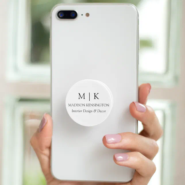 Minimalist Monogram or Add Logo Business PopSocket | Zazzle