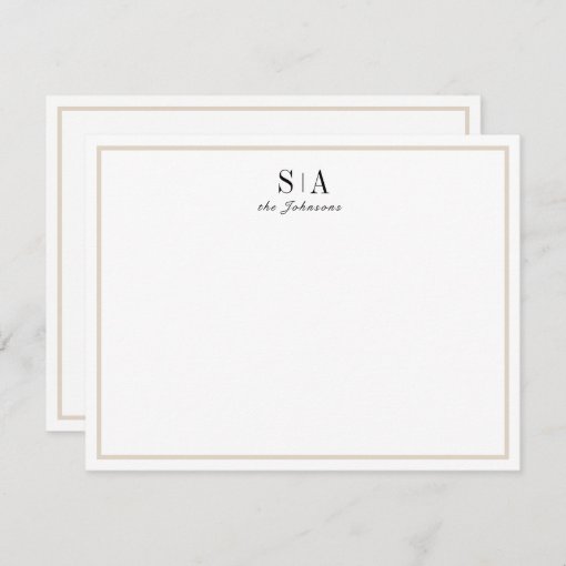 Minimalist monogram personalized Stationery Note Card | Zazzle