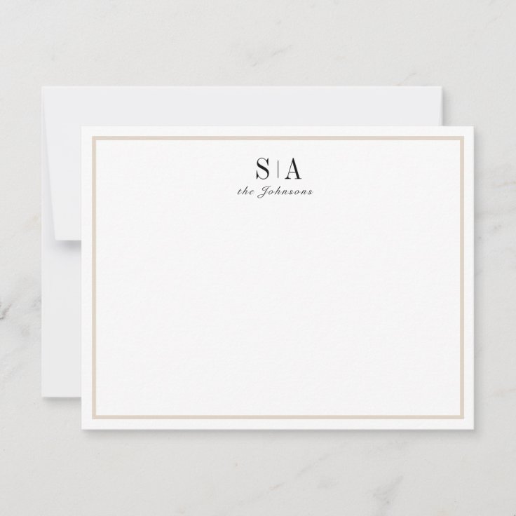 Minimalist monogram personalized Stationery Note Card | Zazzle