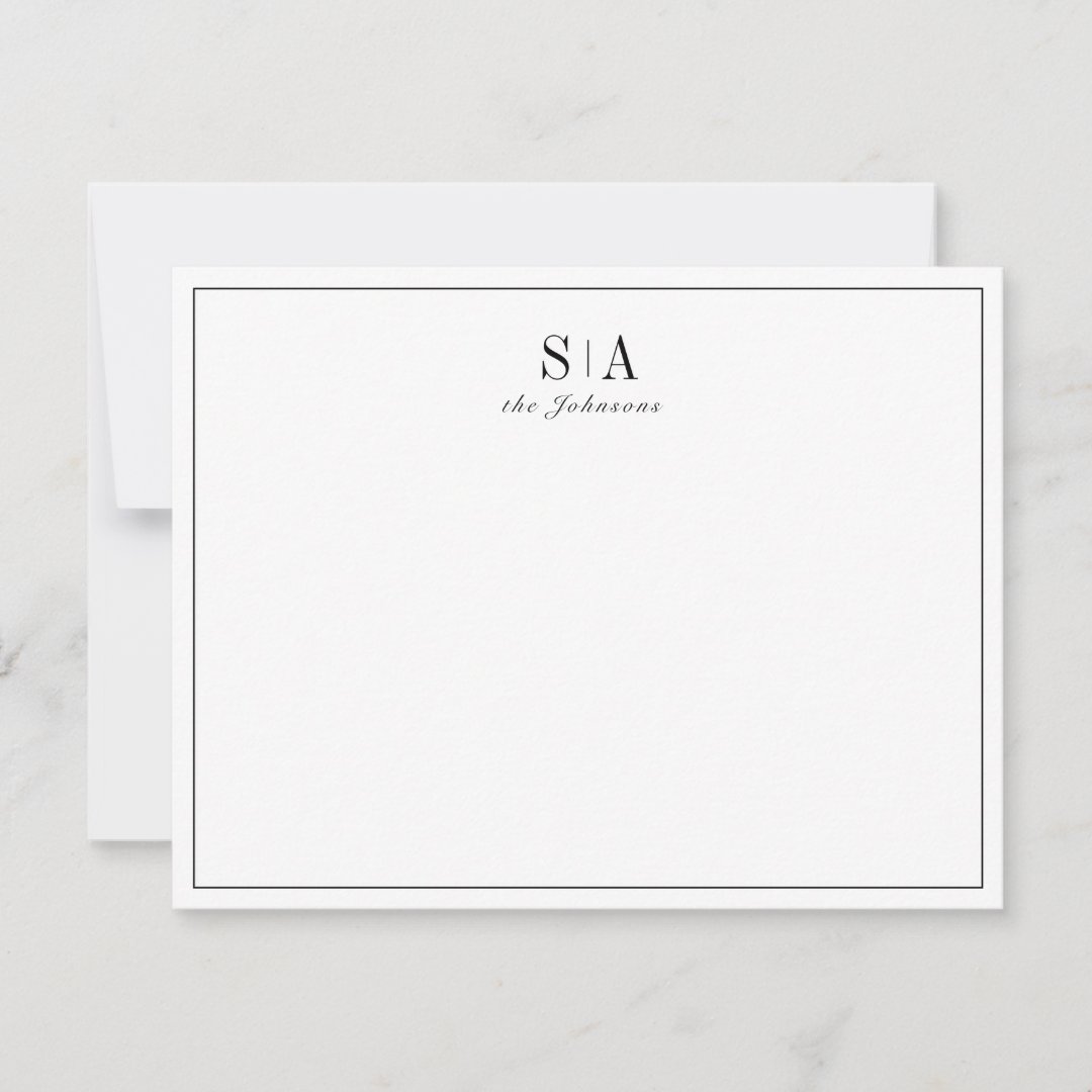 Minimalist monogram personalized Stationery Note Card | Zazzle