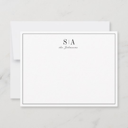 Minimalist monogram personalized Stationery Note Card | Zazzle