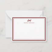 Minimalist Monogram Thin & Thick Maroon Border Note Card | Zazzle