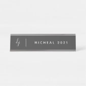 Minimalist Monogram with Name Desk Name Plate | Zazzle