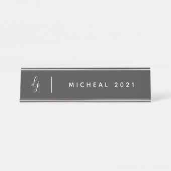 Minimalist Monogram with Name Desk Name Plate | Zazzle