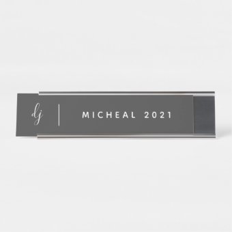 Minimalist Monogram with Name Desk Name Plate | Zazzle